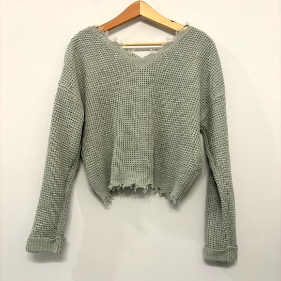 moon & madison | Sweaters | Crop Sweater By Moon And Madison Light Sage ...